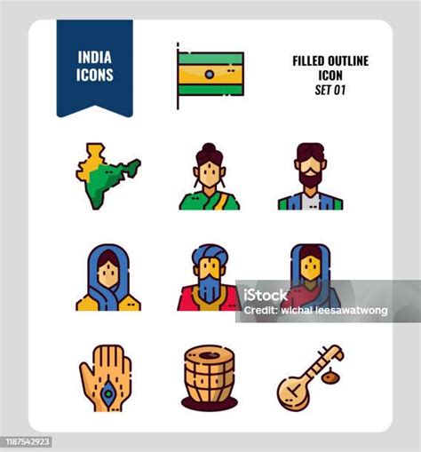 인도 아이콘 세트 1 인도 국기 지도 사람 악기 등을 포함합니다 남자에 대한 스톡 벡터 아트 및 기타 이미지 남자 놀이 드레스 Istock