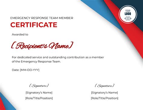 Free Emergency Response Team Member Certificate Template To Edit Online