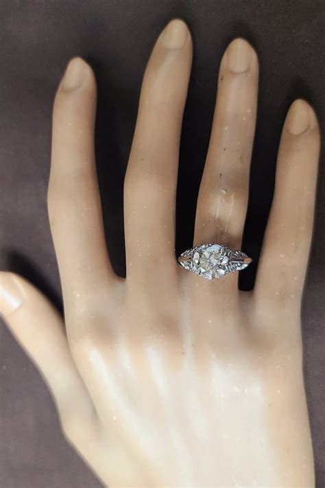 Vintage 18k White Gold Engagement Ring 275ct Natural Light Champagne