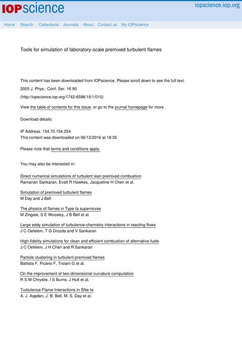 Pdf Tools For Simulation Of Laboratory Scale Premixed Turbulent Flames