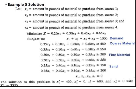 Optimization Using Linear Programming Sample Problem