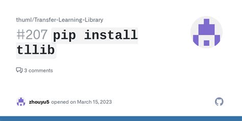 `pip Install Tllib` · Issue 207 · Thumltransfer Learning Library · Github