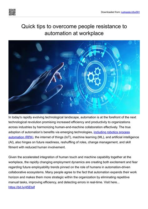 Quick Tips To Overcome People Resistance To Automation At Workplace Pdf