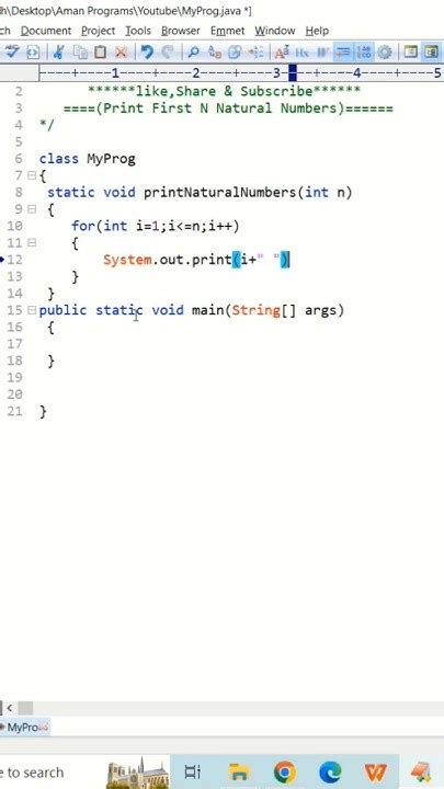 Java Program To Print N Natural Number Shorts Viral Shortvideo Programming Javaprogramming