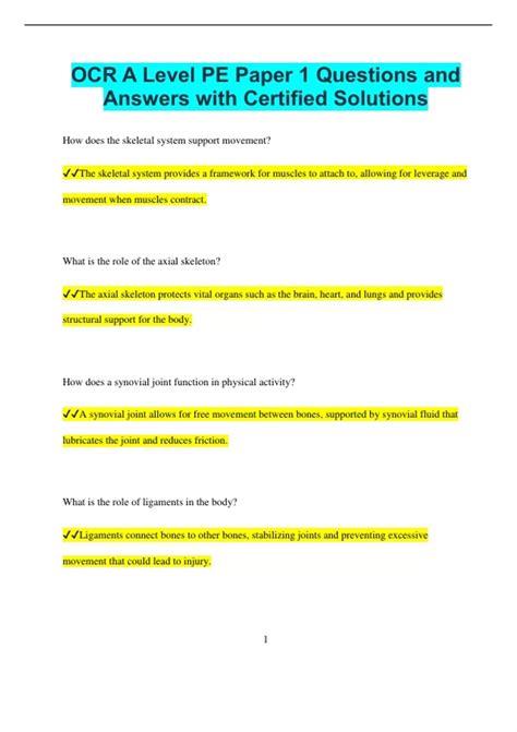 Ocr A Level Pe Bundled Exams Questions And Answers Latest Versions 2024 2025 Complete And