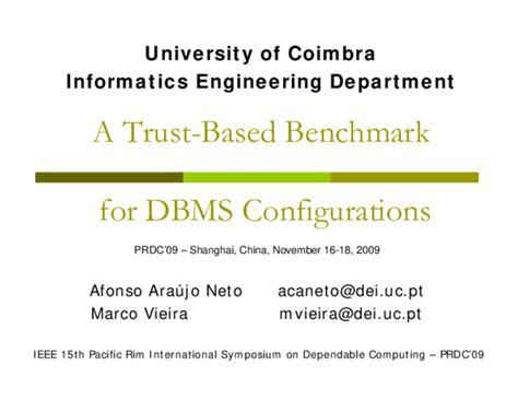 Pdf A Trust Based Benchmark For Dbms Configurations