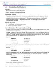 Lab Calculating IPv Subnets Docx Lab Calculating IPv Subnets Objectives Part