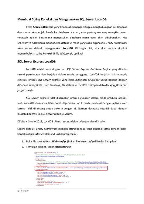 Solution Membuat String Koneksi Dan Menggunakan Sql Server Localdb