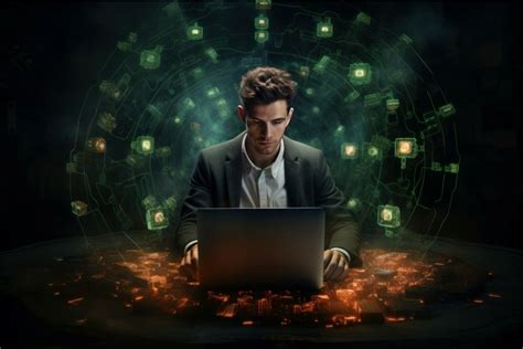 Diligent Man Working Laptop Generate Ai