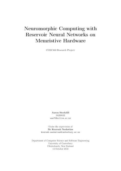 PDF Neuromorphic Computing With Reservoir Neural Networks On Reservoir Neural Networks