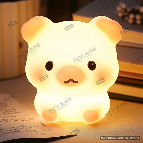 Ai创作图触控小夜灯 创意小夜灯 3d小夜灯 家居小夜灯 小熊台灯 奶茶店小夜灯 小兔小夜灯 黄色小夜灯 小熊布艺台灯 Led床头柜夜灯 白色