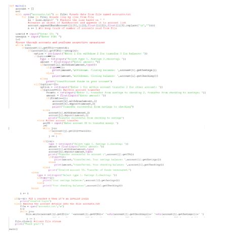 Solved Write A Program That Simulates An Automatic Teller Machine
