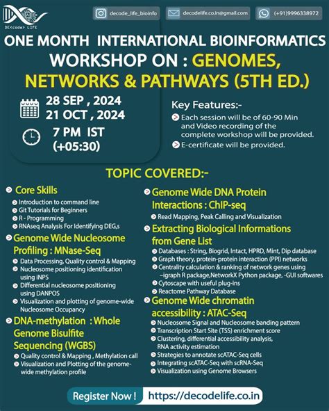 De Life On Linkedin 👨‍🏫 One Month International Bioinformatics Workshop By Decode Life 💥…