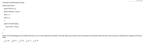 Solved Consider The Following Point Class Public Class