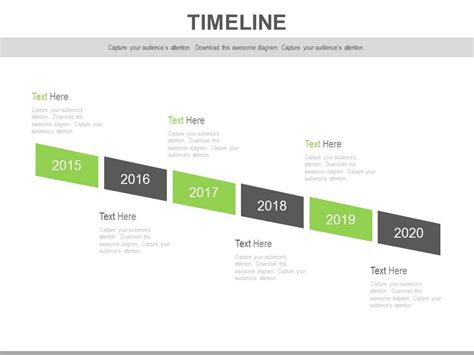 linear sequential year based timeline diagram powerpoint slides