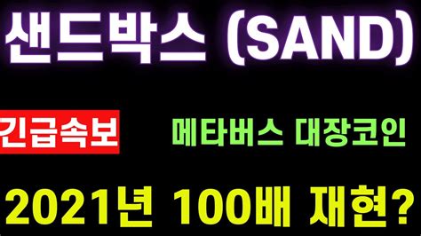 샌드박스 ㄷㄷ 메타버스 대장코인 2021년 대폭등 재현하나 Youtube