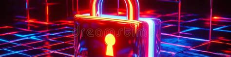 Cybersecurity Concept Holographic Safety Lock Cyber Security Stock Illustration Illustration