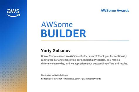 Yuriy Gubanov On Linkedin Thrilled And Honored To Receive An Awsome Builder Award This Morning