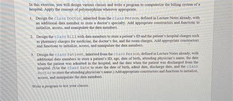 Solved In This Exercise You Will Design Various Classes And