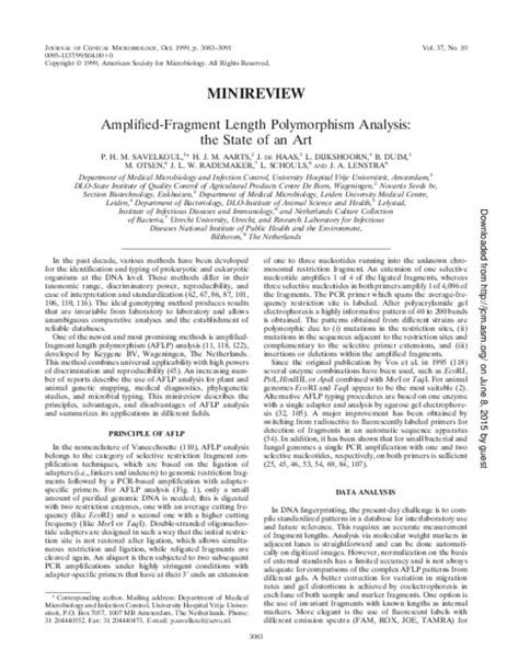 Pdf Amplified Fragment Length Polymorphism Analysis The State Of An Art