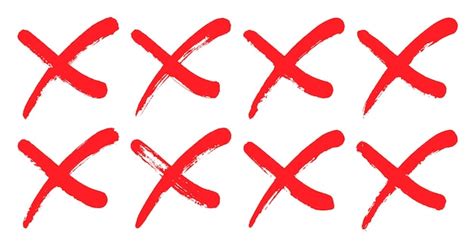 Hand Painted Red X Cross Mark Rough Brush Strokes Choice Mistake Error