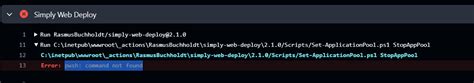 error pwsh command not found while running workflow stack