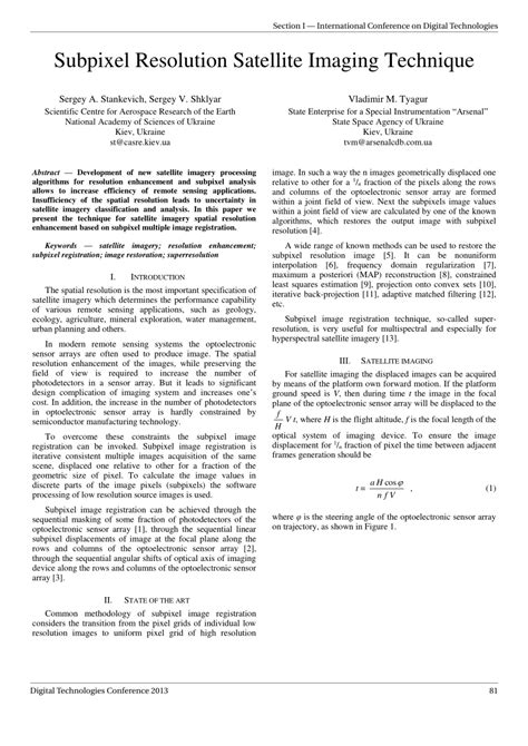Pdf Subpixel Resolution Satellite Imaging Technique
