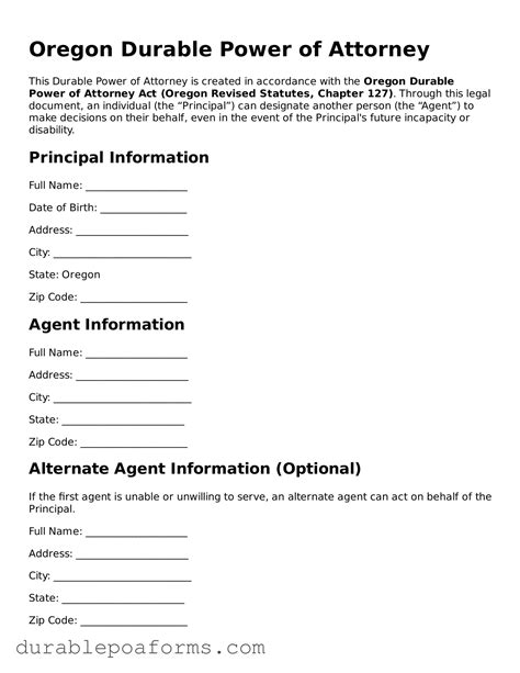 Printable Oregon Durable Power Of Attorney Form Durable Power Of Attorney