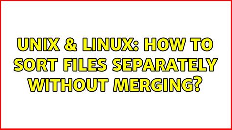 Unix And Linux How To Sort Files Separately Without Merging Youtube