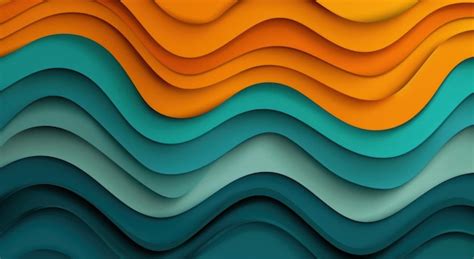 Premium Photo Abstract Wavy Layers In Orange And Teal