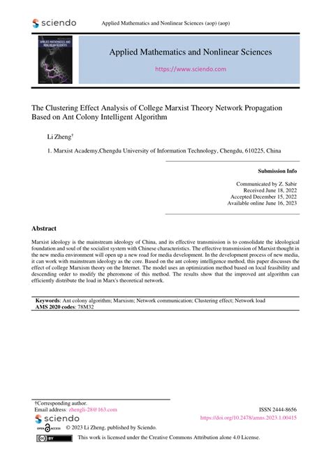 Pdf The Clustering Effect Analysis Of College Marxist Theory Network