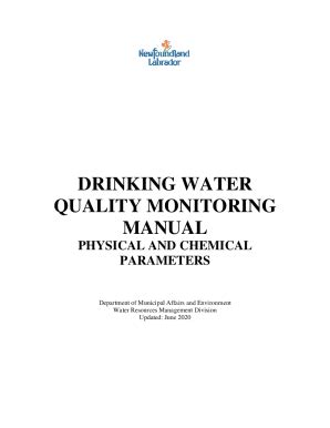 Fillable Online Fillable Online Drinking Water Quality Monitoring Manual Municipal Fax