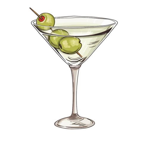 Cartón Animado De Cóctel De Martini Dibujado A Mano Ilustración