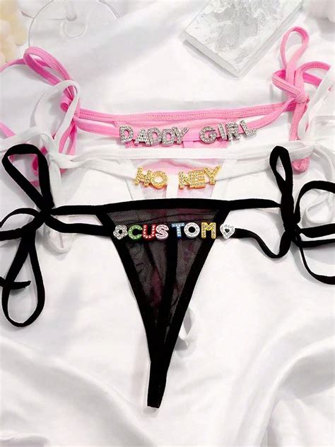 Custom Thong G Strings With Gold Charms Name • Personalized Charm Thong