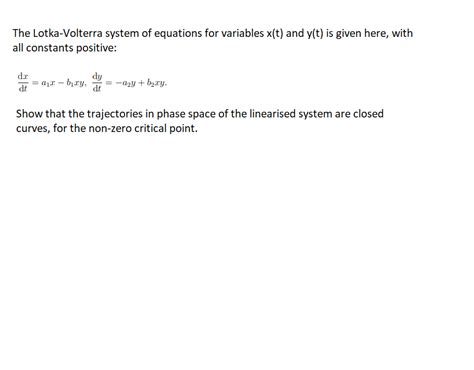 Solved The Lotka Volterra System Of Equations For Variables