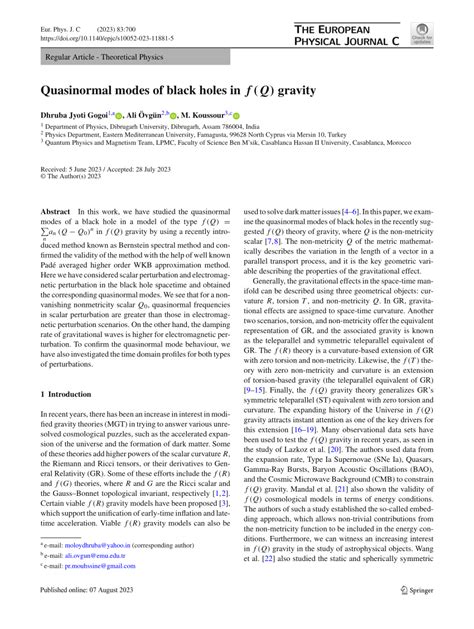 Pdf Quasinormal Modes Of Black Holes In Fq Gravity