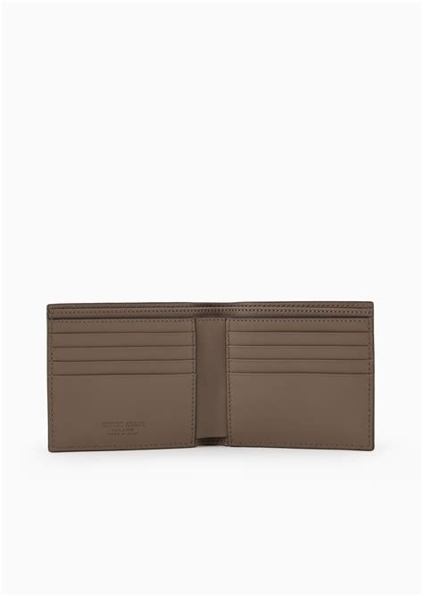 Carteira Em Couro Napa Com Logo Bordado Giorgio Armani Armani