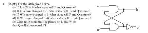 Solved Pts For The Latch Given Below A If L W Chegg Com