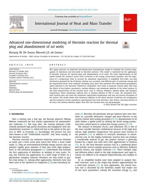 Advanced One Dimensional Modeling Of Thermite Reaction For Thermal Plug And Abandonment Of Oil
