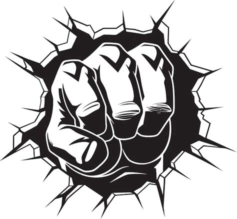 Premium Vector Black And Dynamic Fist Breaking Wall Vector Mighty