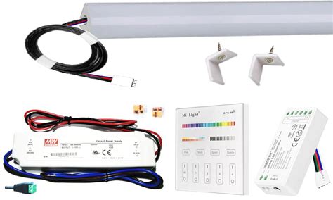 75cm Es 15 Wattos 12 Voltos Rgbnw Led Opál Alu Negyed íves Sarok Profilban Fix Tápegységgel