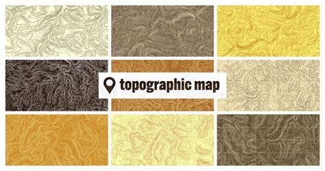 Colorful Topographic Map With Contour Lines Geographic Terrain Grid Relief Height Elevation