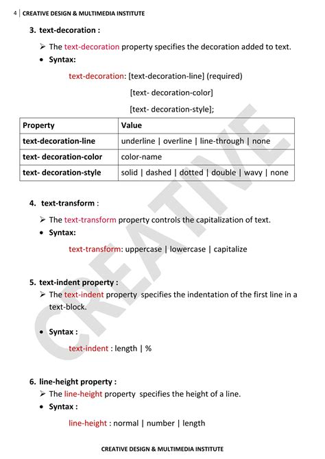 Learn Css Font Text From This Pdf Provided By Creative Design And Multimedia Institute Pdf