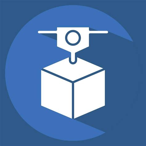 Icon 3d Printing Related To 3d Visualization Symbol Long Shadow Style Simple Design Editable