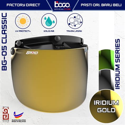 Original Bikko Helmet Visor Bg05 Bogo Klasik Siri Iridium Visor