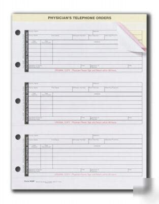 Physicians Telephone Orders Briggs Fssc333 125