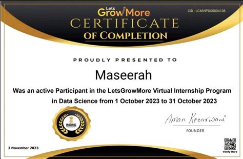 Maseerah ~ On Linkedin Datascience Internshipcompletion