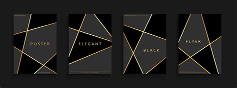 블랙 럭셔리 기하학적 커버 템플릿 배경 플래 카드 브로셔 배너 전단지 등의 컬렉션 황금 줄무늬 포스터 다크하고 우아한 디자인