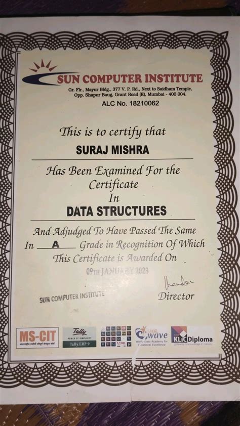 Suraj Mishra On Linkedin Certified 2022 Data Structure C