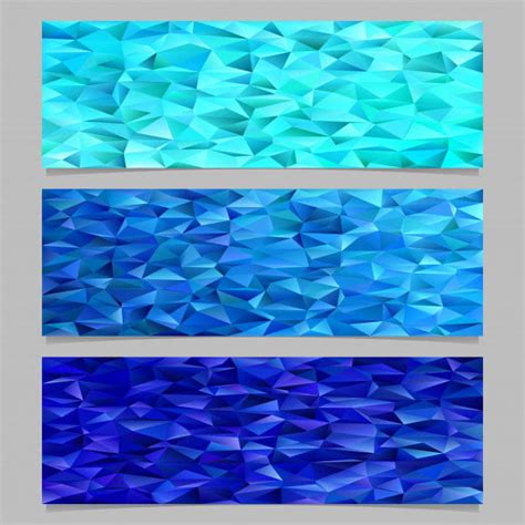 기하학적 추상 삼각형 다각형 패턴 모자이크 배너 배경 템플릿 세트 파란색 삼각형에서 벡터 그래픽 디자인 Eps Uidownload